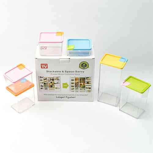 Stackable & Space- Savvy Pocket Block Container Set of 6 Pcs - ido.lk
