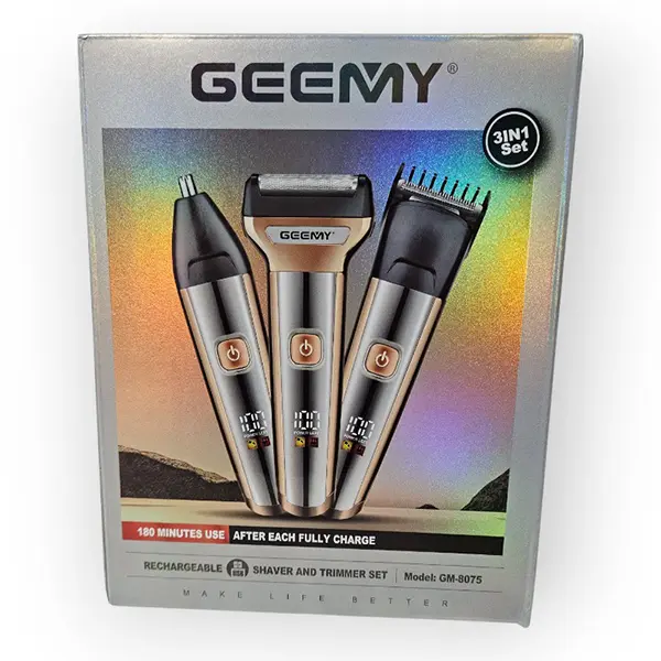 Gemmy GM8075 3in1 Rechargeable Trimmer and Shaver - ido.lk