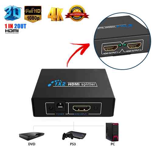 2 Port HDMI Splitter Full HD 1080P 4K 1 In 2 Out Splitter - ido.lk