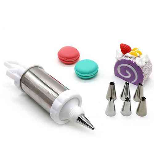 Cake Decorating Piping Gun Pastry Icing Steel Gun 4 Nozzle Tip - ido.lk