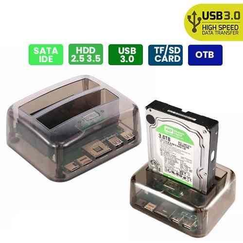 USB 3.0 HDD Docking Station Dual Multifunction Hard Drive Base - ido.lk