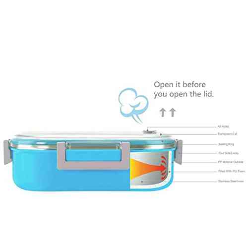 Stainless Steel & Plastic Double Wall Lunch Box with Air Tight Lid - ido.lk