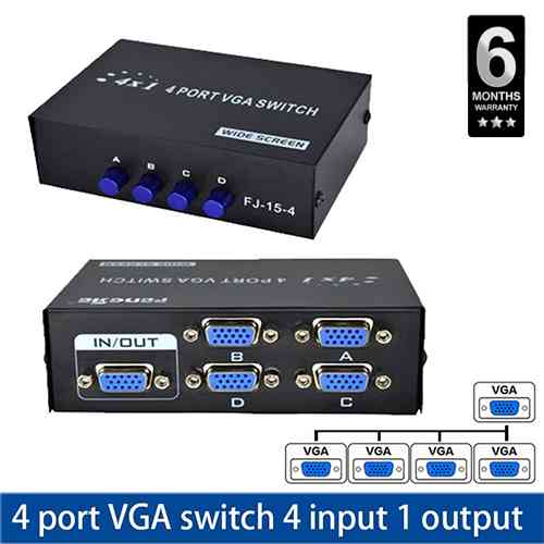 4 Port VGA Switch VGA Video Switch for PC TV Monitor - ido.lk