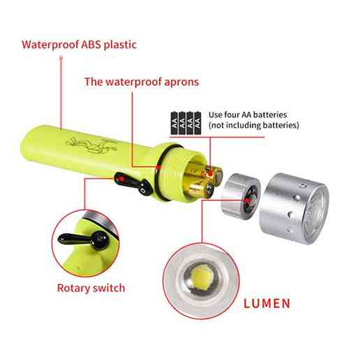 Waterproof Diving Torch Underwater Flashlight - ido.lk