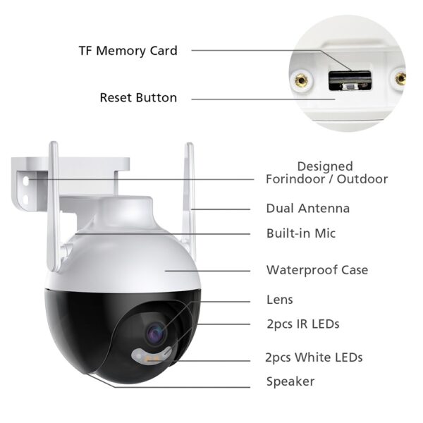 4MP PTZ Wifi IP Camera iCsee Outdoor CCTV Camera - ido.lk