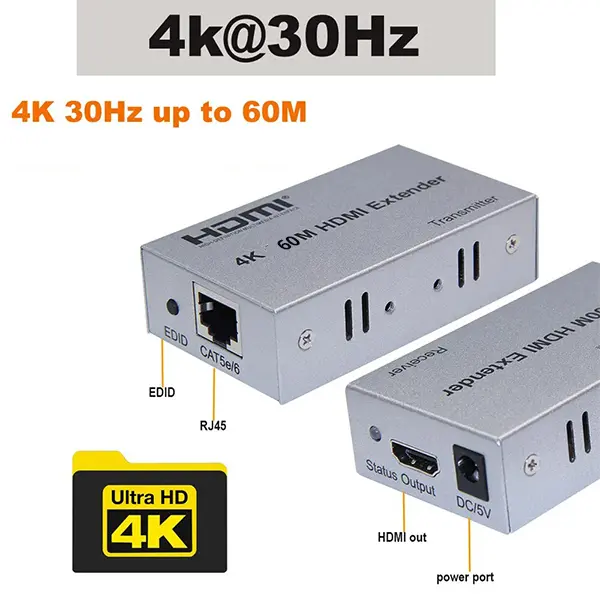 4K HDMI Extender 60M Over RJ45 LAN CAT6 Cable - ido.lk