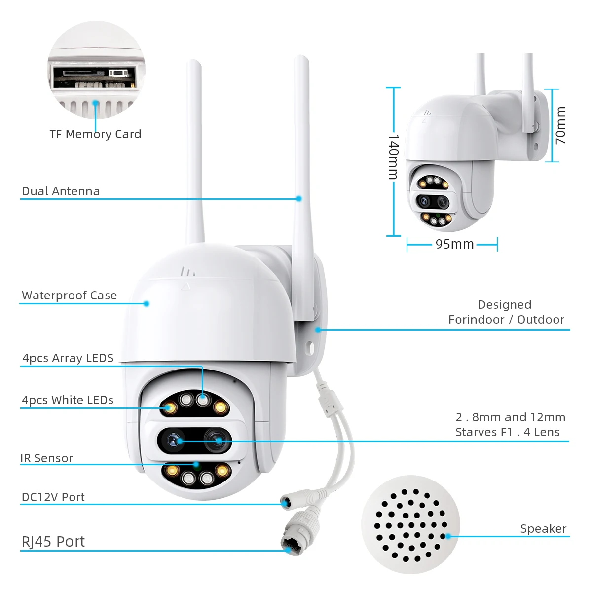 4MP Dual Lens Wifi IP Camera 8X Digital Zoom - ido.lk