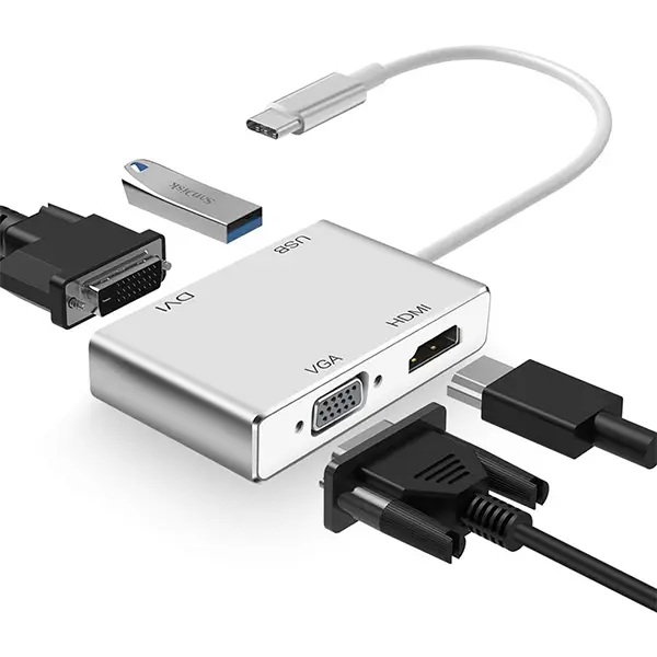 USB Type C to HDMI VGA DVI USB 3.0 Adapter - ido.lk
