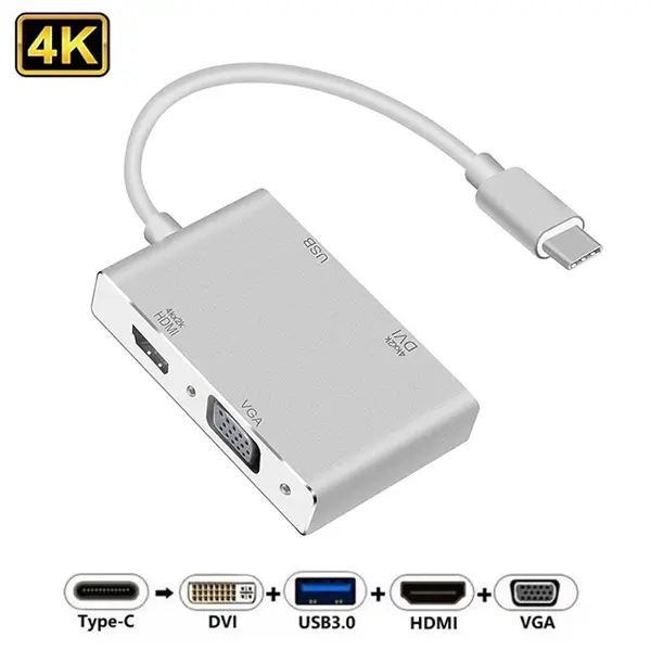 USB Type C to HDMI VGA DVI USB 3.0 Adapter - ido.lk
