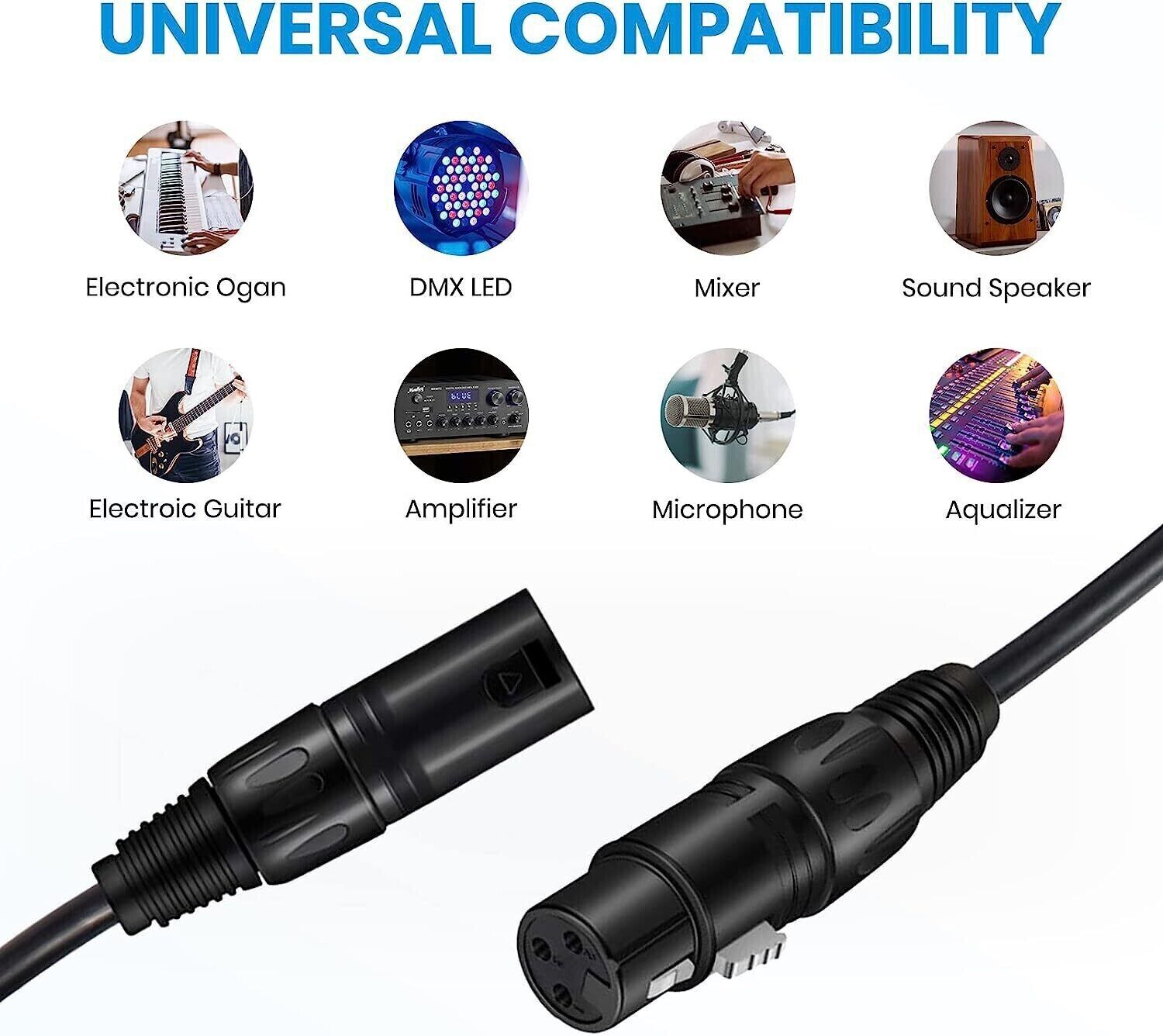 XLR Male to Female Mic Microphone Cable 1M - ido.lk
