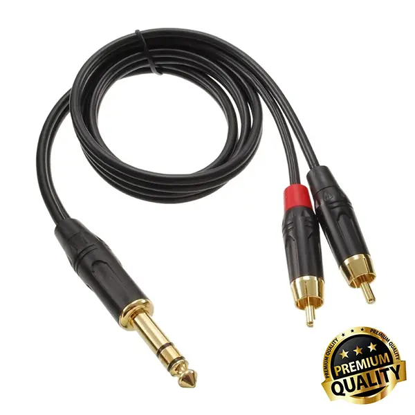 6.3mm TRS Stereo Male to 2 RCA Male Audio Cable - ido.lk