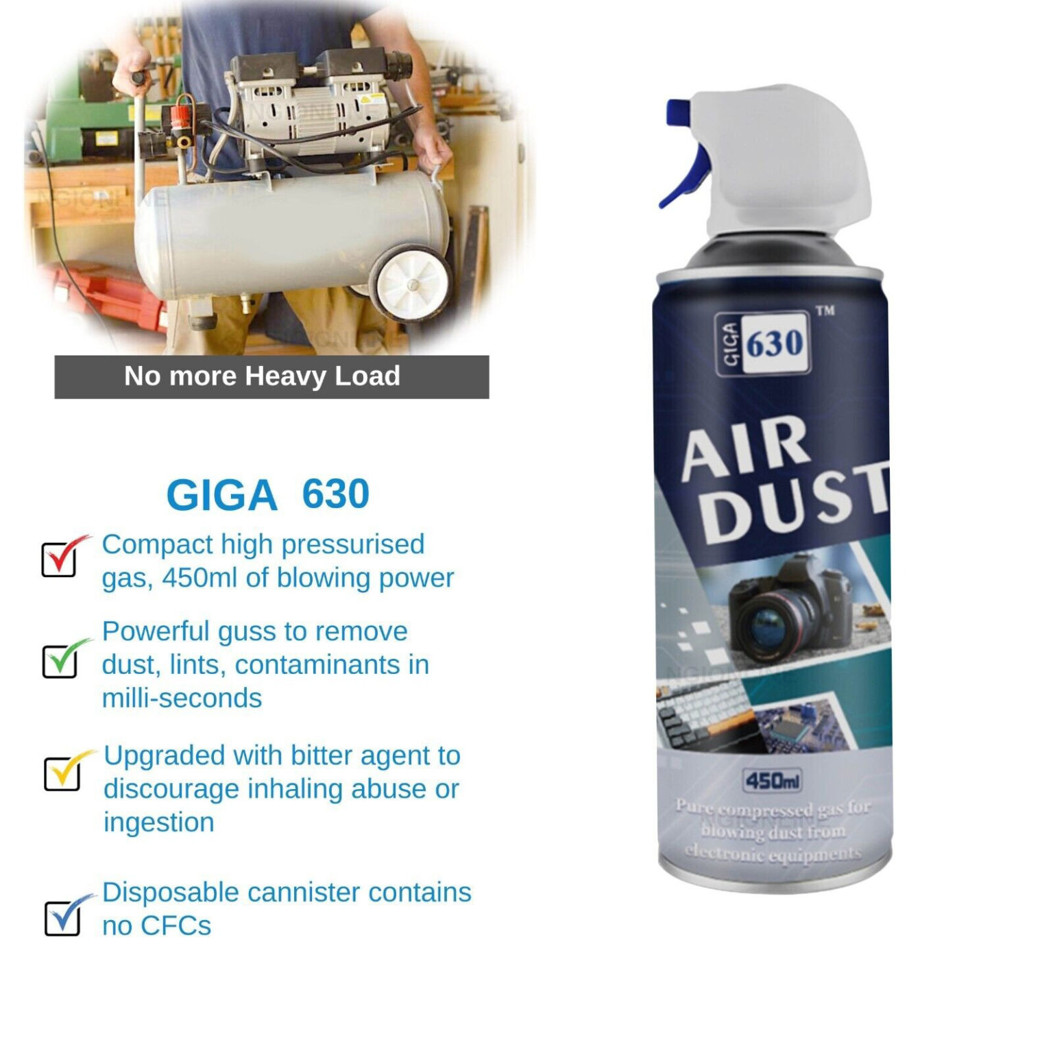 Air Duster GIGA 630 Compressed Gas Dust Remover - ido.lk