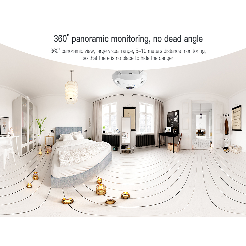 Panoramic View VR WiFi Camera V380 Pro 360 Degree CCTV - ido.lk