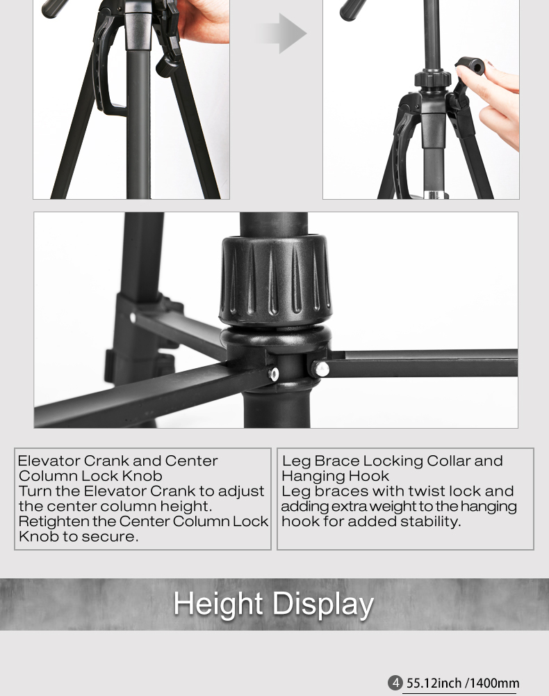 Professional Camera Tripod Stand 3520 – Maximum Height 1.4M - ido.lk