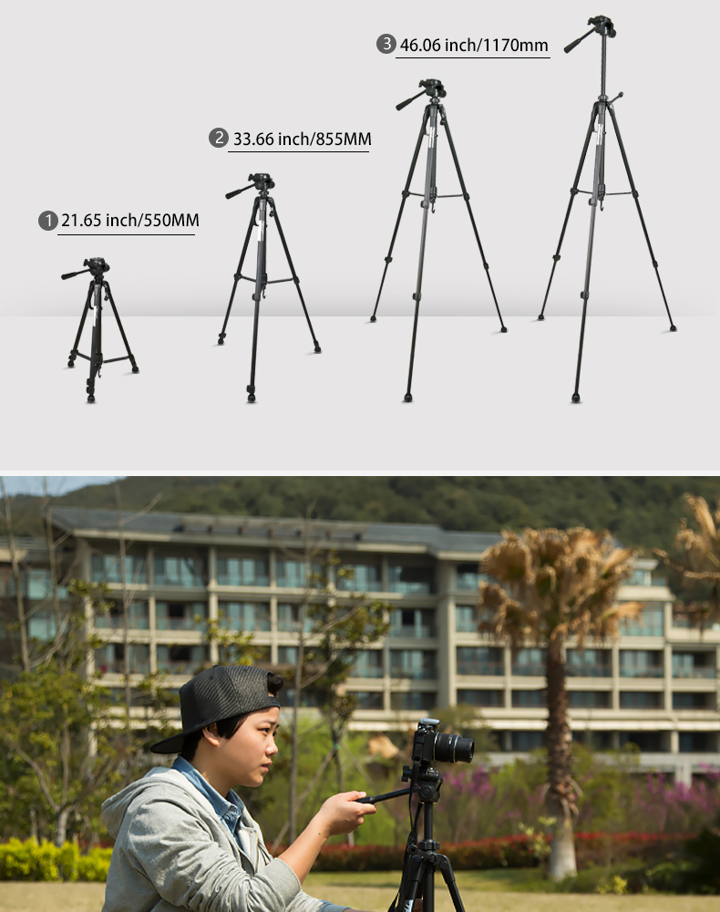 Professional Camera Tripod Stand 3520 – Maximum Height 1.4M - ido.lk