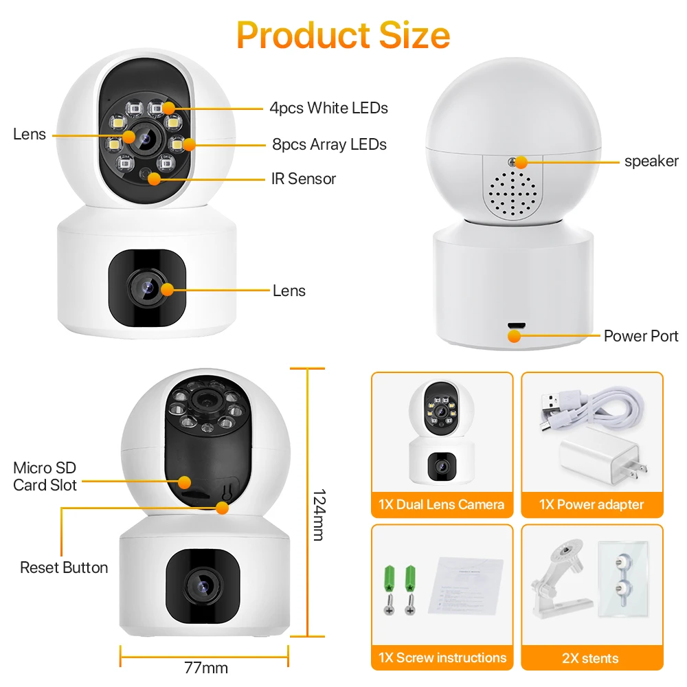 Dual Lens Indoor WiFi Camera 4MP CCTV Dome Camera - ido.lk