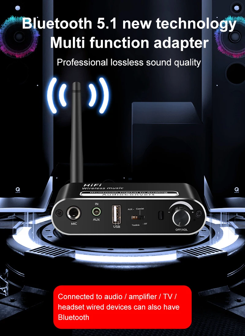 Multifunctional Wireless Bluetooth 5.1 Audio Receiver - ido.lk
