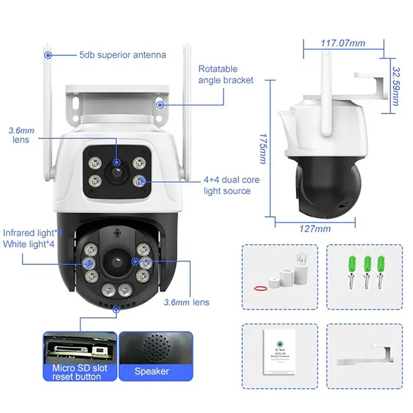 6MP Dual Lens PTZ WiFi IP Camera ICSEE App #Best Price - ido.lk
