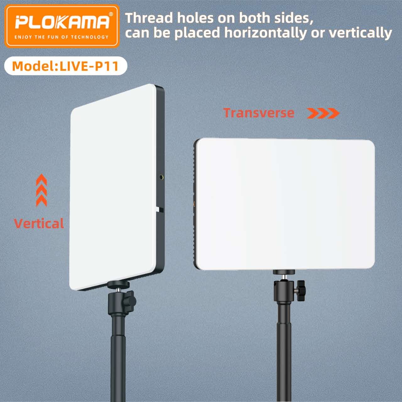 LED Fill Light Panel Video Light with Stand Plokama LIVE-P11 - ido.lk