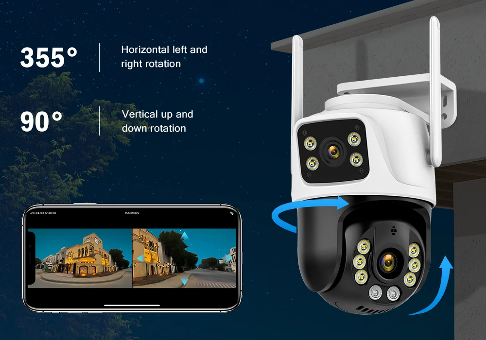 6MP Dual Lens PTZ WiFi IP Camera ICSEE App #Best Price - ido.lk