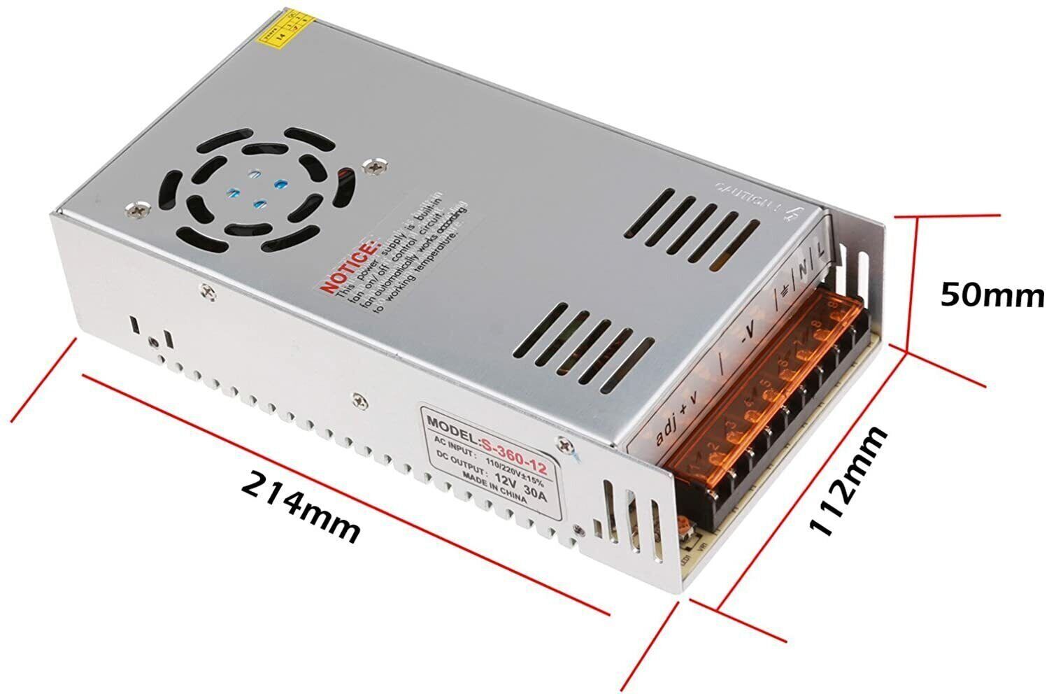 AC to DC Power Supply 12V 30A Transformer Adapter - ido.lk
