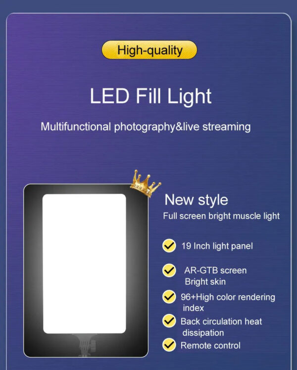 19 Inch LED Video Fill Light Panel with Stand - ido.lk