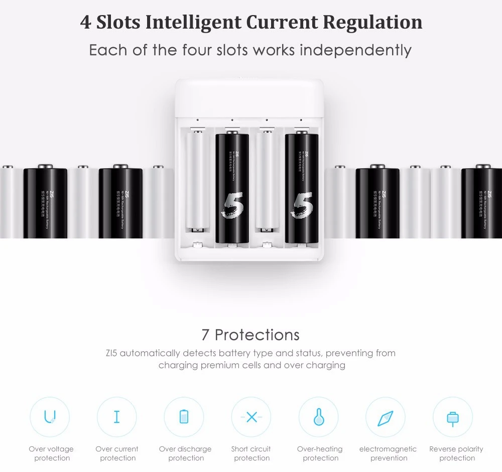 Xiaomi Rechargeable Battery Charger ZMI PB401 Ni-MH AA / AAA - ido.lk
