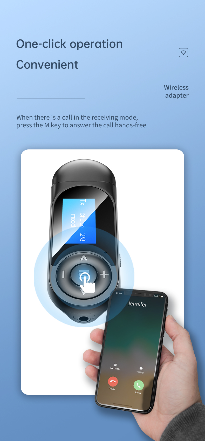 Visible Bluetooth Receiver Transmitter Adapter with Display - ido.lk