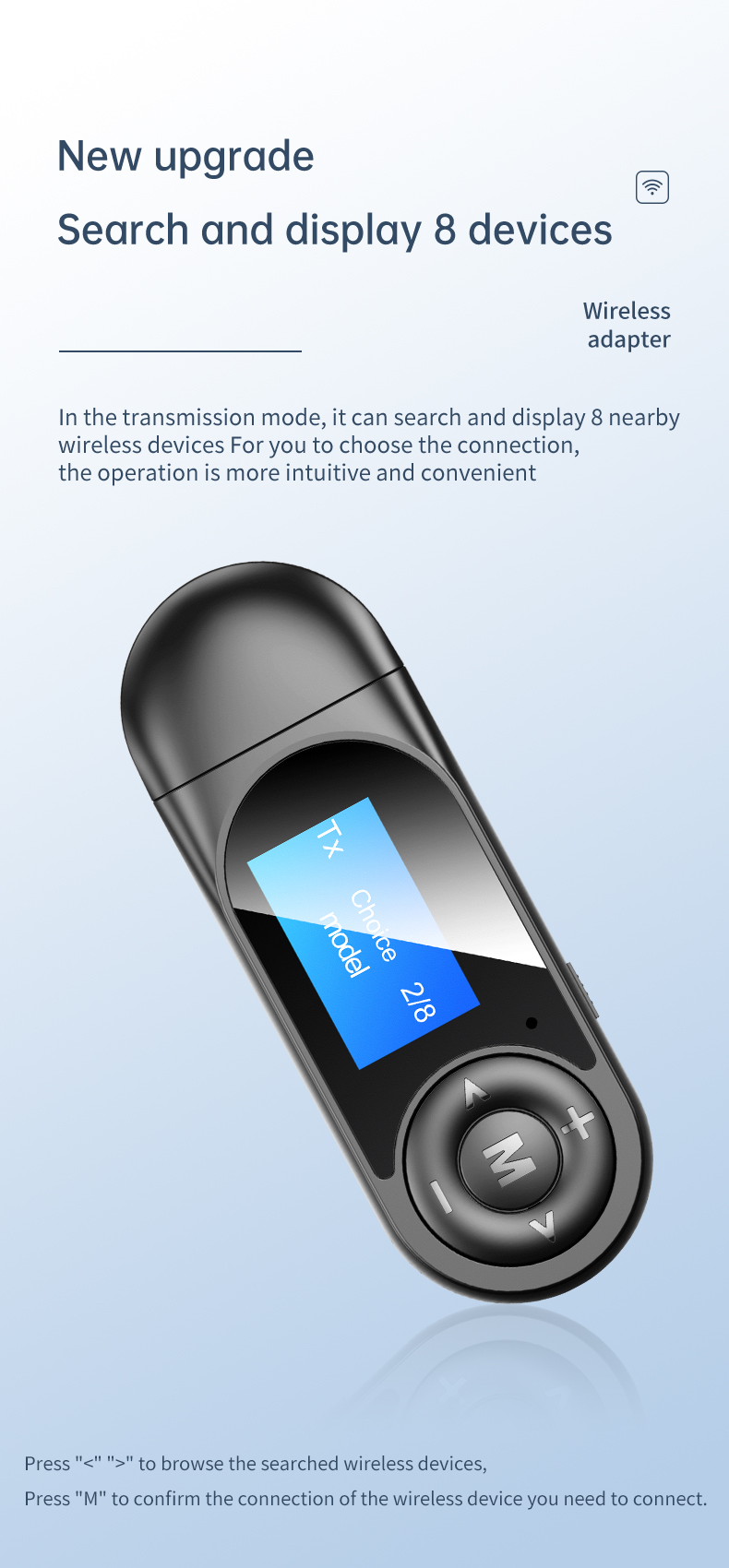 Visible Bluetooth Receiver Transmitter Adapter with Display - ido.lk