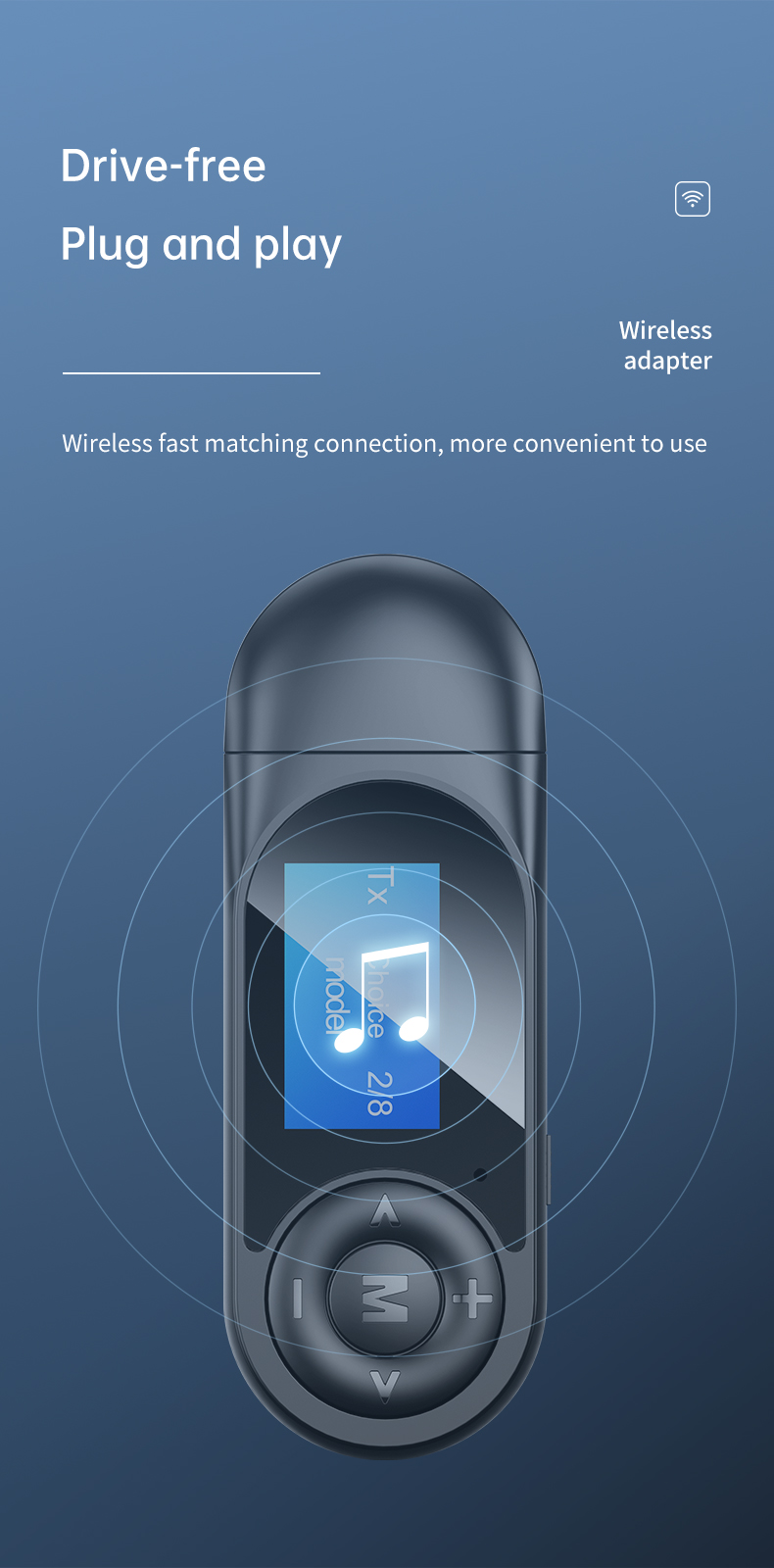 Visible Bluetooth Receiver Transmitter Adapter with Display - ido.lk