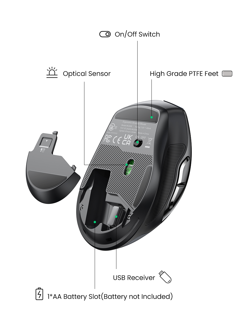 Ugreen Ergonomic Wireless Mouse 90545 MU006 - ido.lk