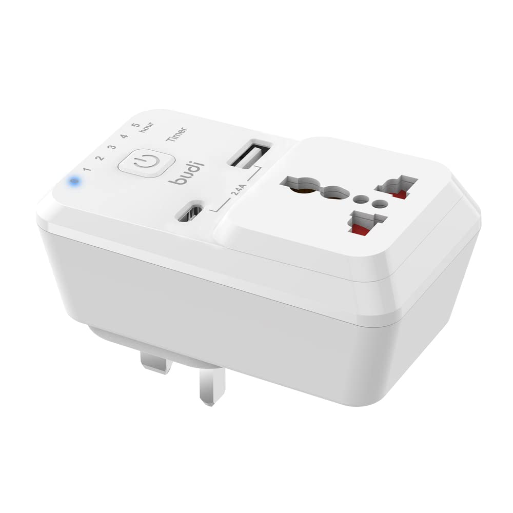 Budi 3 Pin Timer Home Charger 2.4A USB Type-C Charging Socket - ido.lk