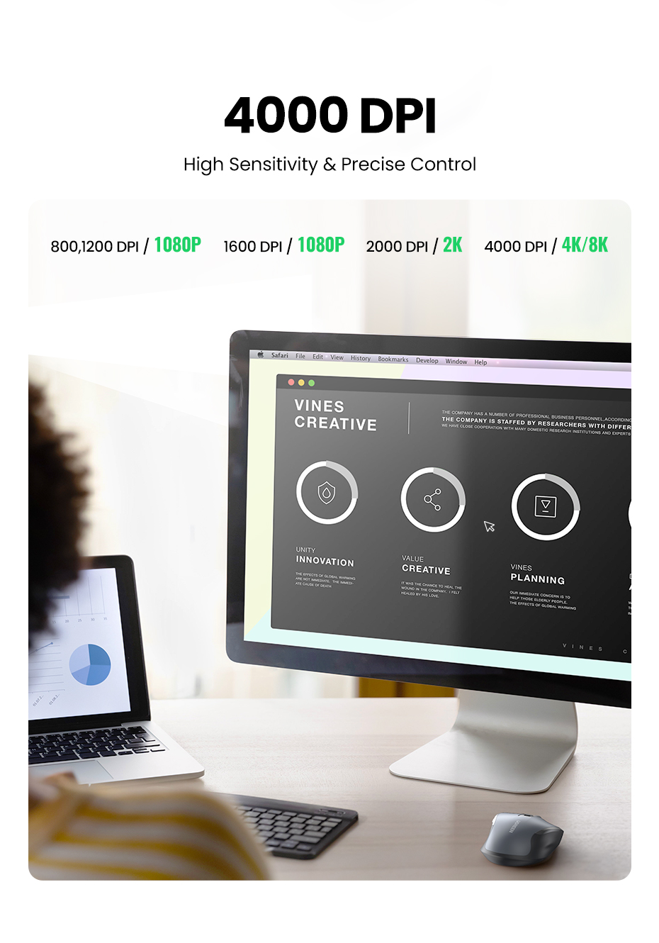 Ugreen Ergonomic Wireless Mouse 90545 MU006 - ido.lk
