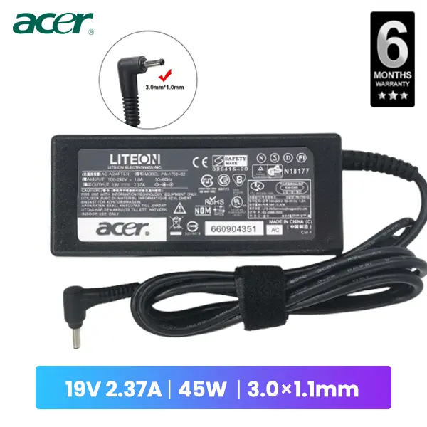 Acer Laptop Charger Power Adapter 19V 2.37A 45W - ido.lk
