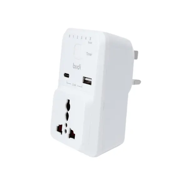 Budi 3 Pin Timer Home Charger 2.4A USB Type-C Charging Socket - ido.lk
