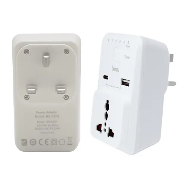 Budi 3 Pin Timer Home Charger 2.4A USB Type-C Charging Socket - ido.lk
