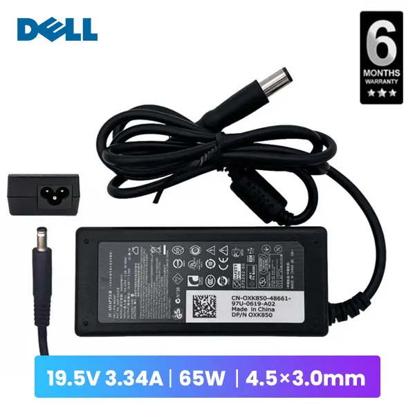 DELL Laptop Charger Power Adapter 19.5V 3.34A 65W 4.5 x 3mm - ido.lk