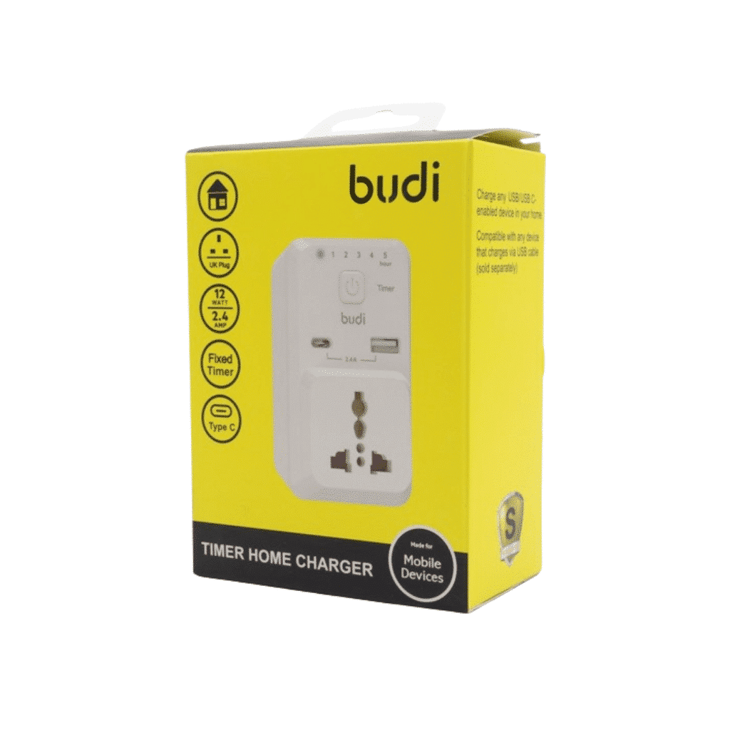 Budi 3 Pin Timer Home Charger 2.4A USB Type-C Charging Socket - ido.lk