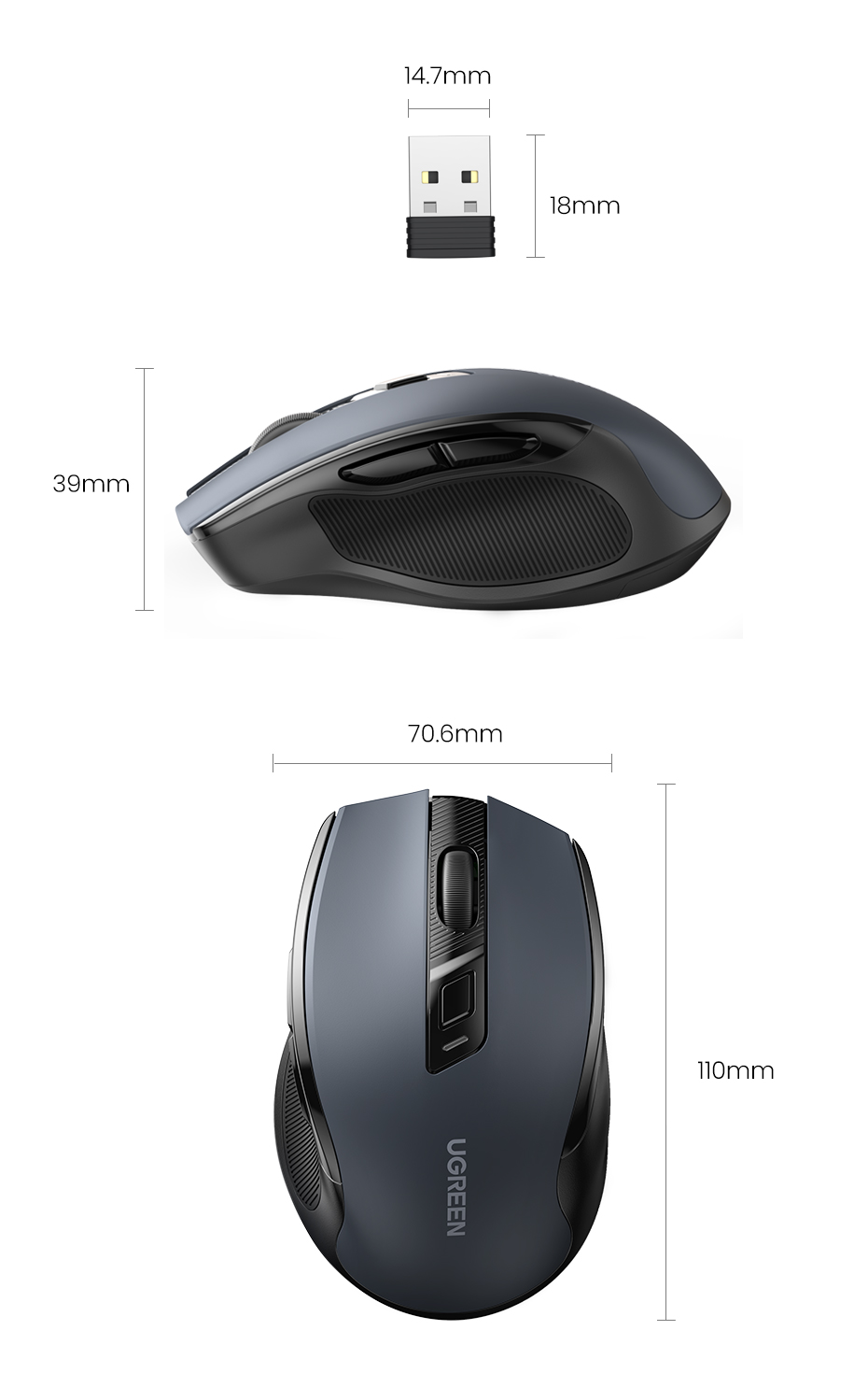 Ugreen Ergonomic Wireless Mouse 90545 MU006 - ido.lk