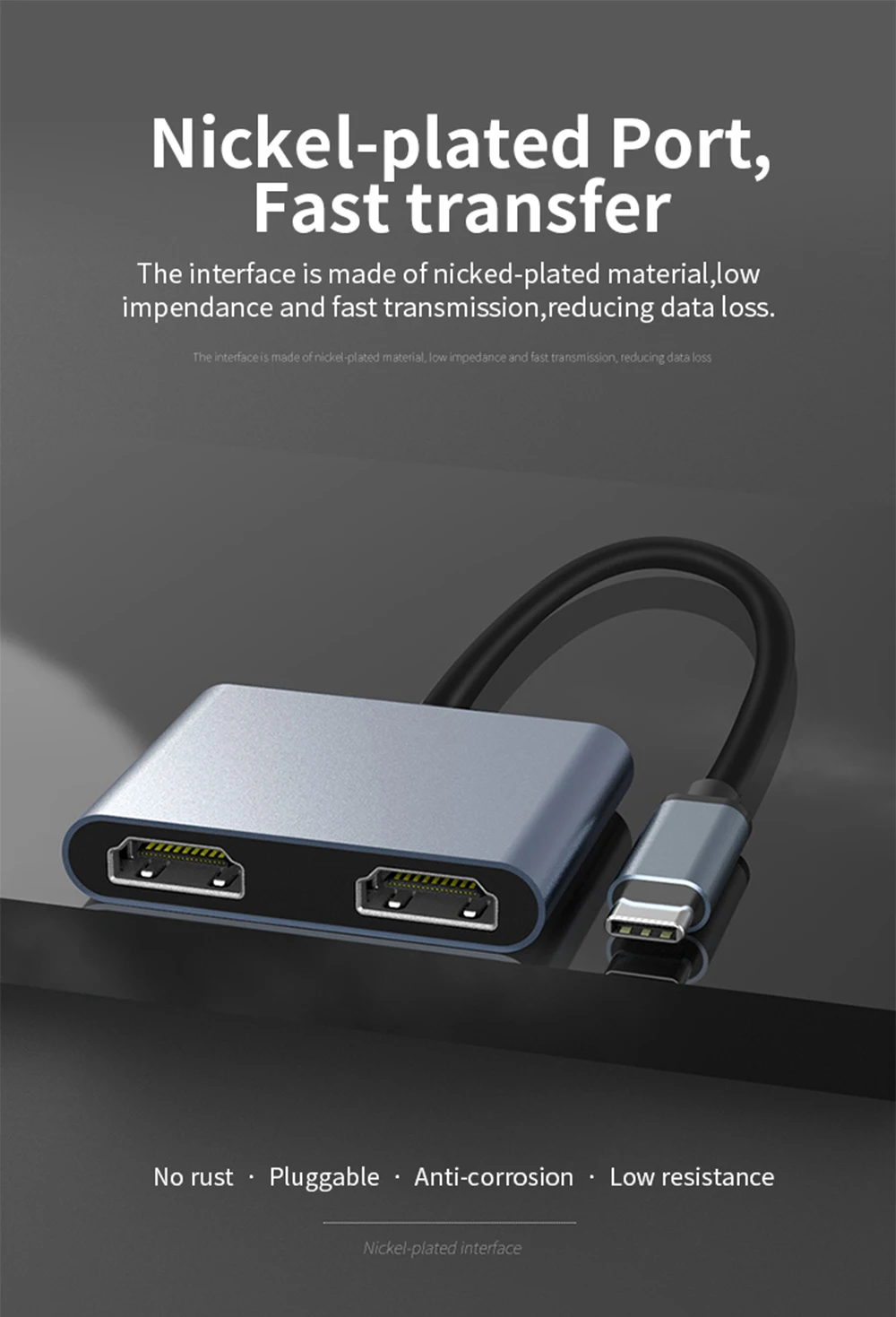 USB Type C to Dual HDMI Adapter USB 3.0 4K 60Hz - ido.lk