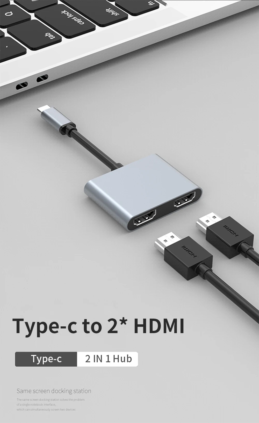 USB Type C to Dual HDMI Adapter USB 3.0 4K 60Hz - ido.lk
