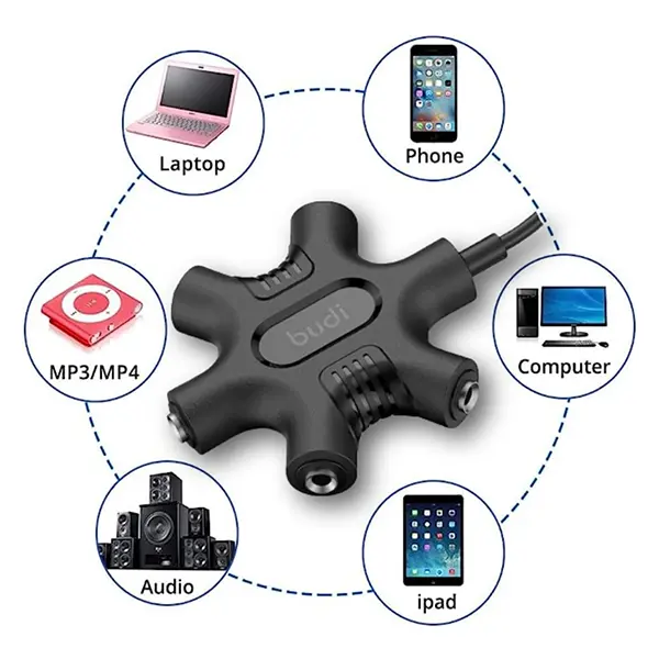 5 Port 3.5mm Aux Splitter - Music Sharing up to 5 Devices - ido.lk