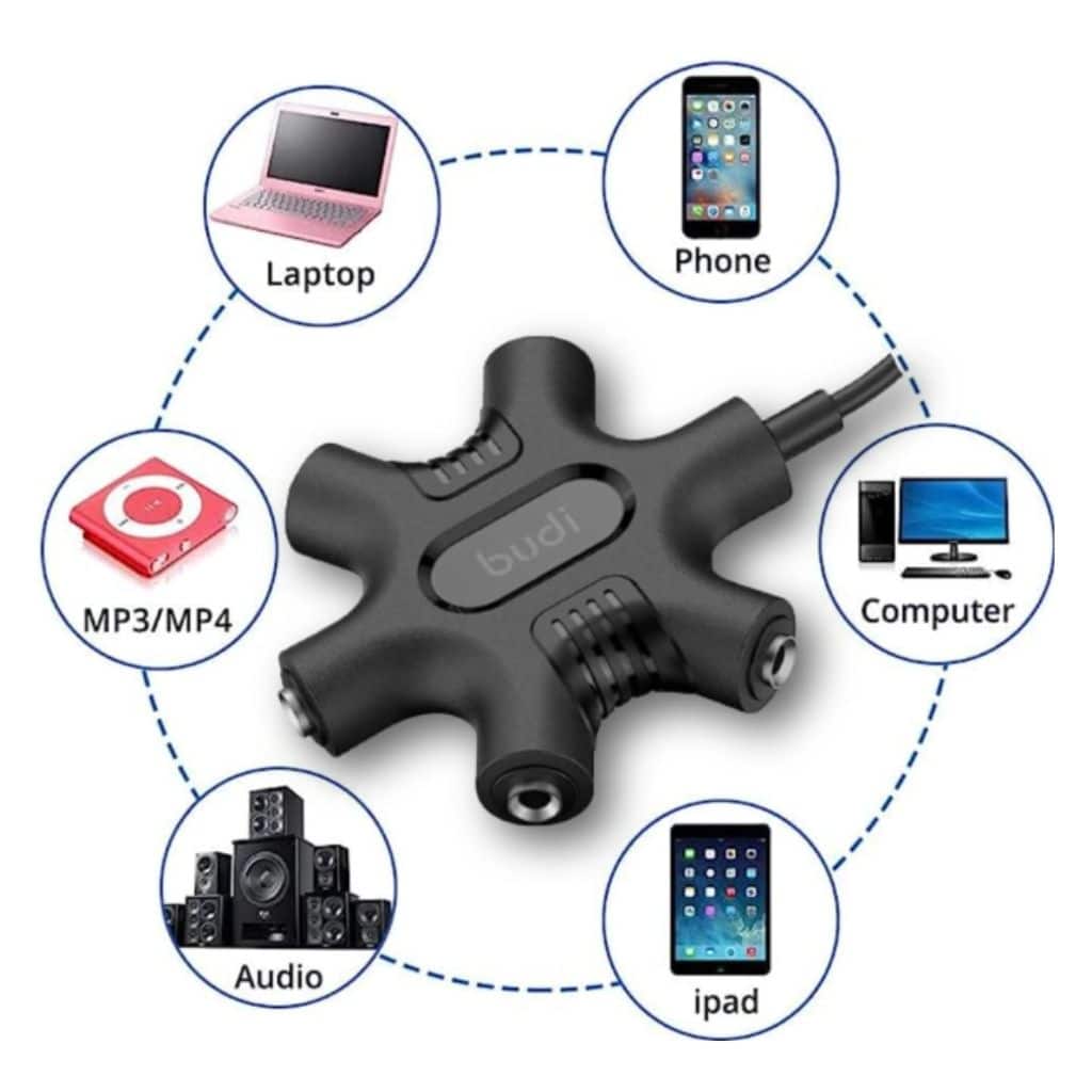 5 Port 3.5mm Aux Splitter - Music Sharing up to 5 Devices - ido.lk