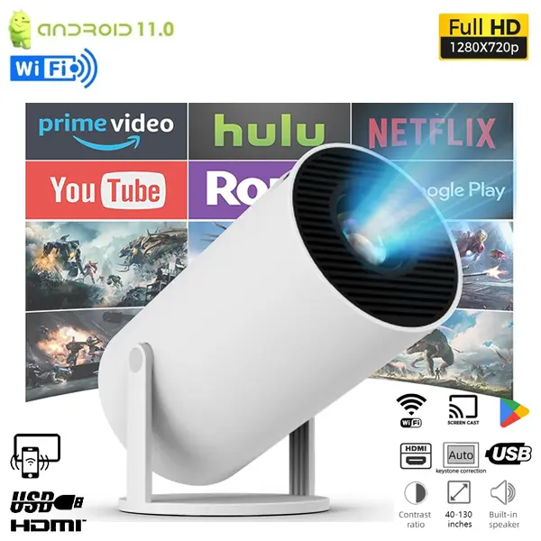 Android Smart Mini Projector 1080P Full HD Home Theater - ido.lk
