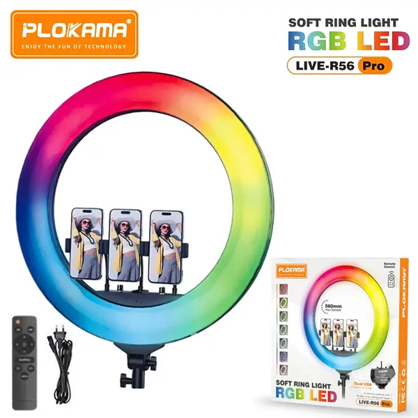 Soft LED RGB Ring light 22inch Plokama R56 Pro - ido.lk