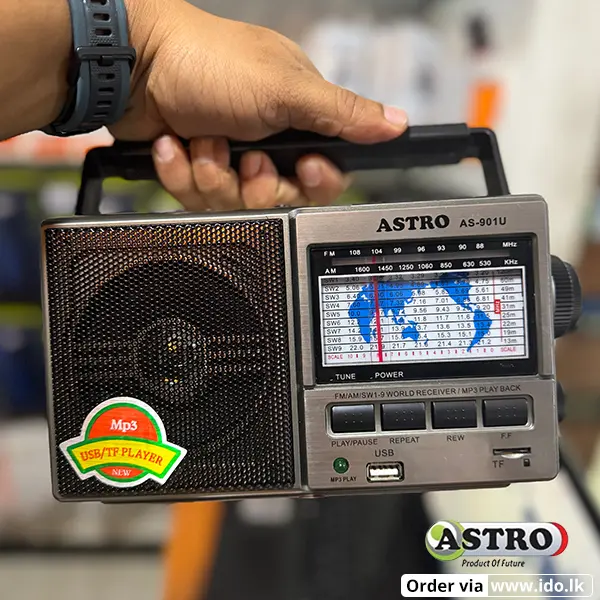 Astro AS-901U Rechargeable FM Radio with USB AM/FM/SW1-9 - ido.lk