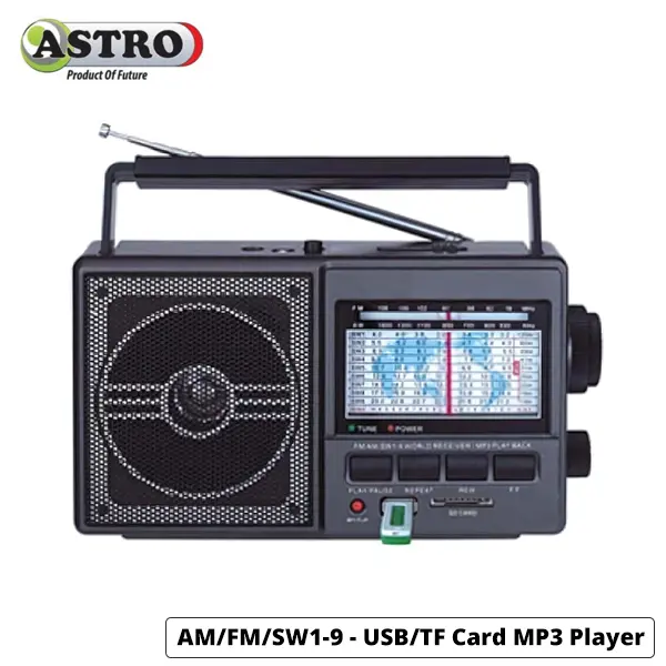 Astro AS-901U Rechargeable FM Radio with USB AM/FM/SW1-9 - ido.lk