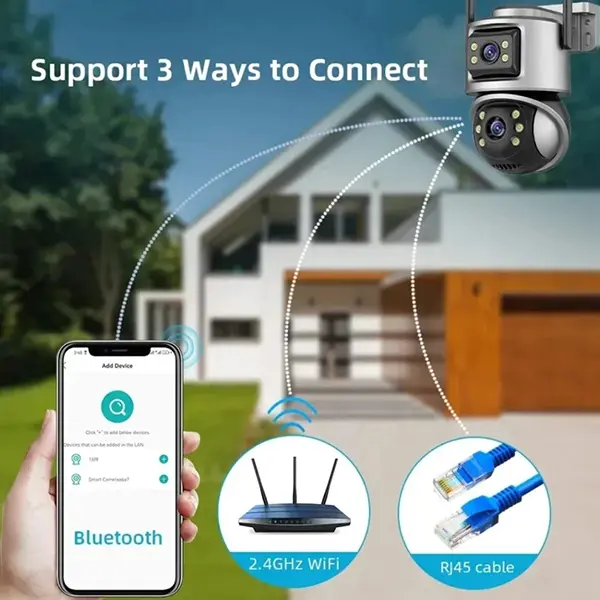 6MP Dual Lens WiFi Camera ICsee PTZ Outdoor CCTV - ido.lk