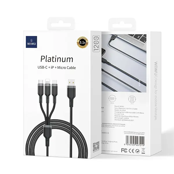 Wiwu Wi-C014 USB-A to Type-C/Micro/Lightning 3-in-1 Cable - ido.lk