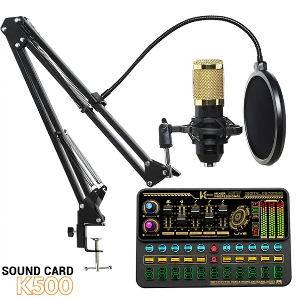 K500 Sound Card With Condenser Mic - ido.lk